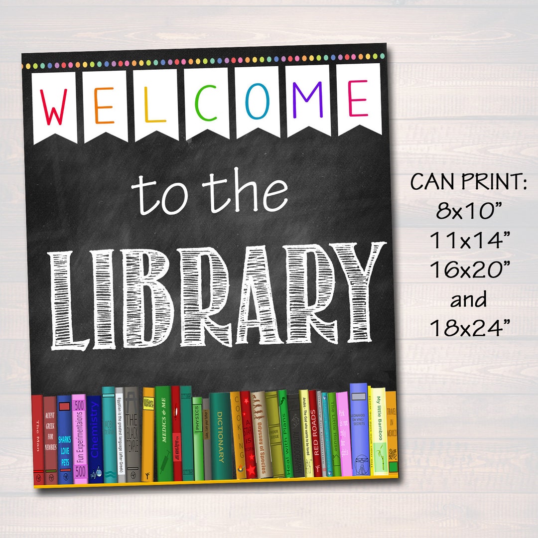 Printable Welcome Library School Sign, Classroom Decor, School Library ...