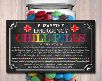 Chill Pills Label, Funny Gag Gift Professional Office Gift, Christmas ...
