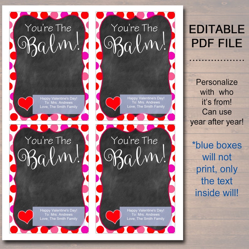 EDITABLE Lip Balm Tags, Valentine Teacher Gift INSTANT DOWNLOAD, Coach ...