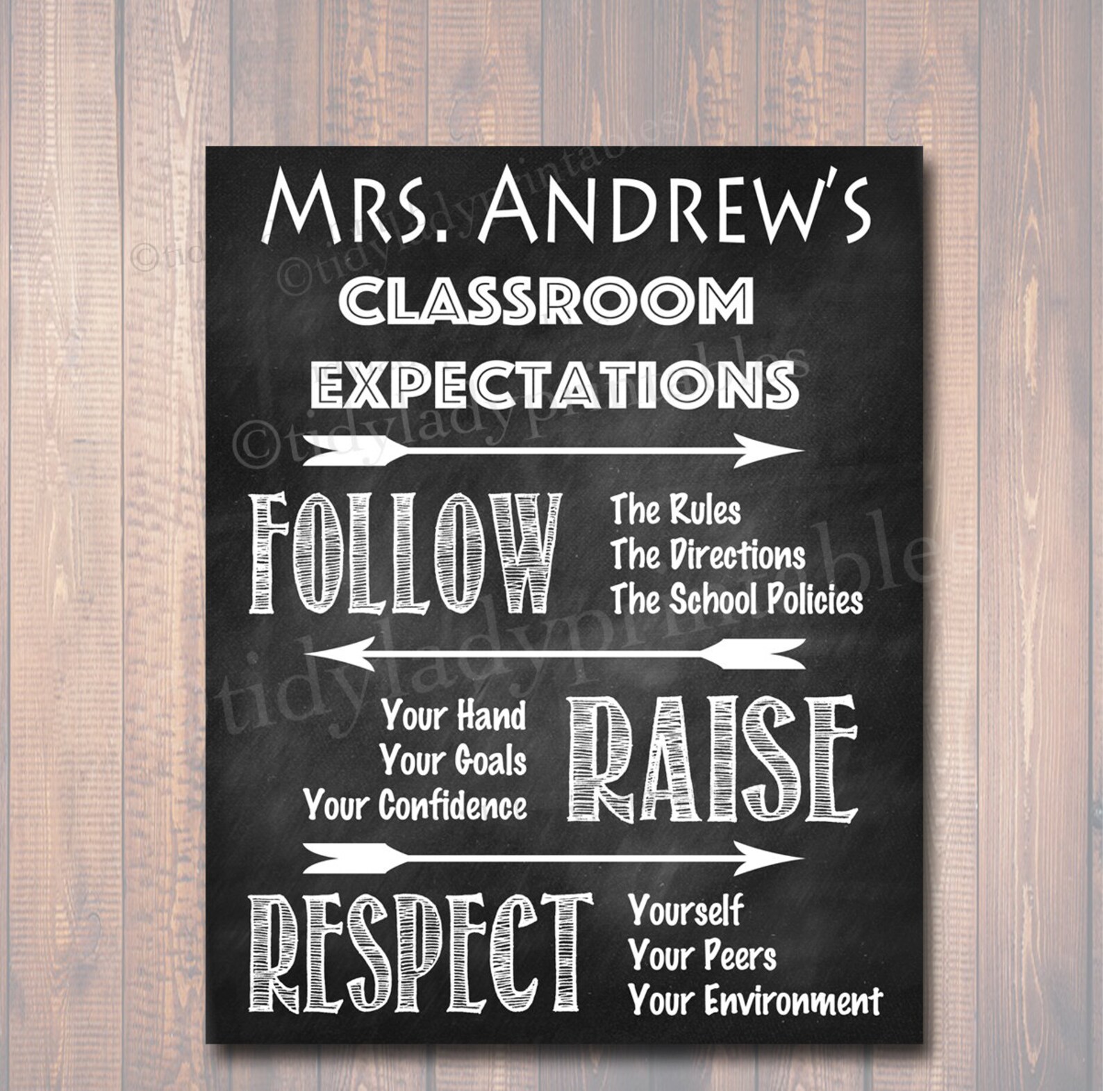 EDITABLE Classroom Rules Poster Chalkboard Printable School | Etsy