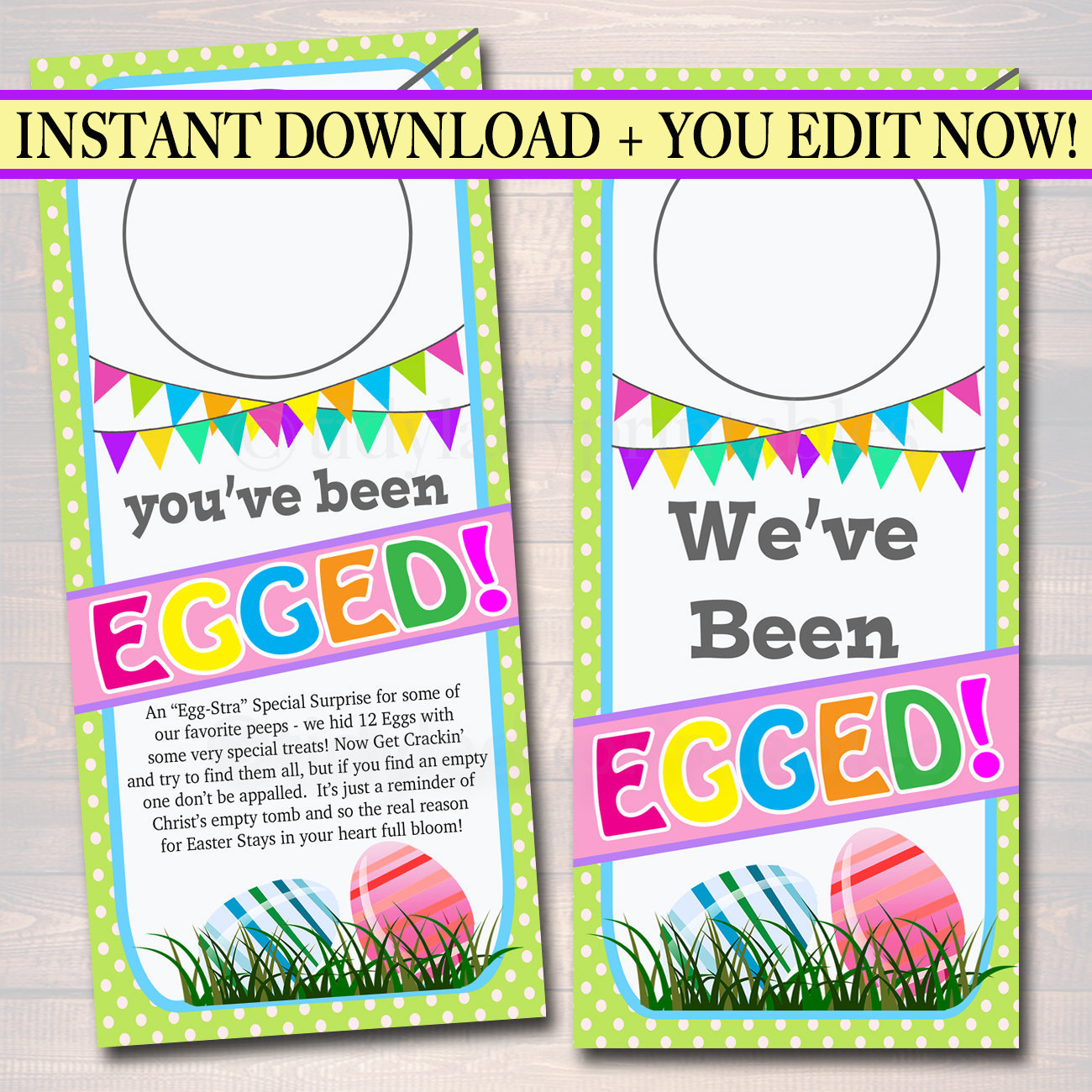 You've Been Egged Door Hangers: Easter Egg Hunt Printable (editable PDF ...