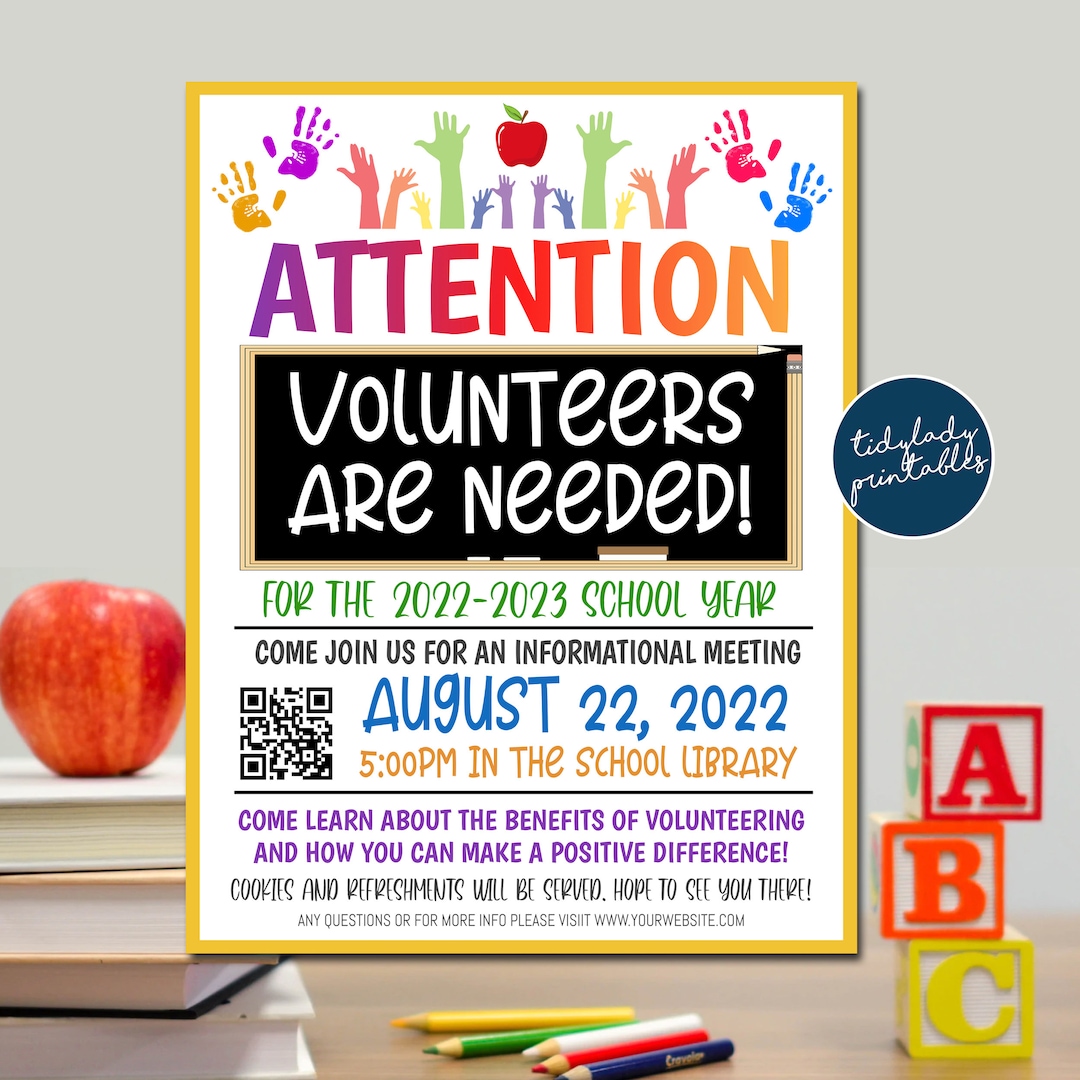 Editable Volunteer Recruitment Flyer: School PTO PTA Template (digital ...