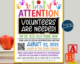 EDITABLE Volunteer Recruitment Flyer, Printable Handout, School ...