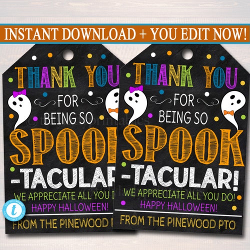 Halloween Gift Tags Halloween Appreciation Favor Tags Thanks | Etsy
