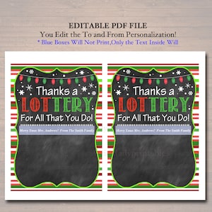 Christmas Lottery Gift Card Holder Printable, Thank You a Lottery ...