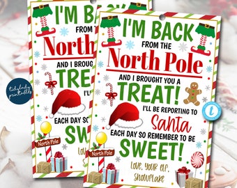 Elf I Am Back Gift Tags, Christmas Elf Tradition, Elf Back With Gifts ...