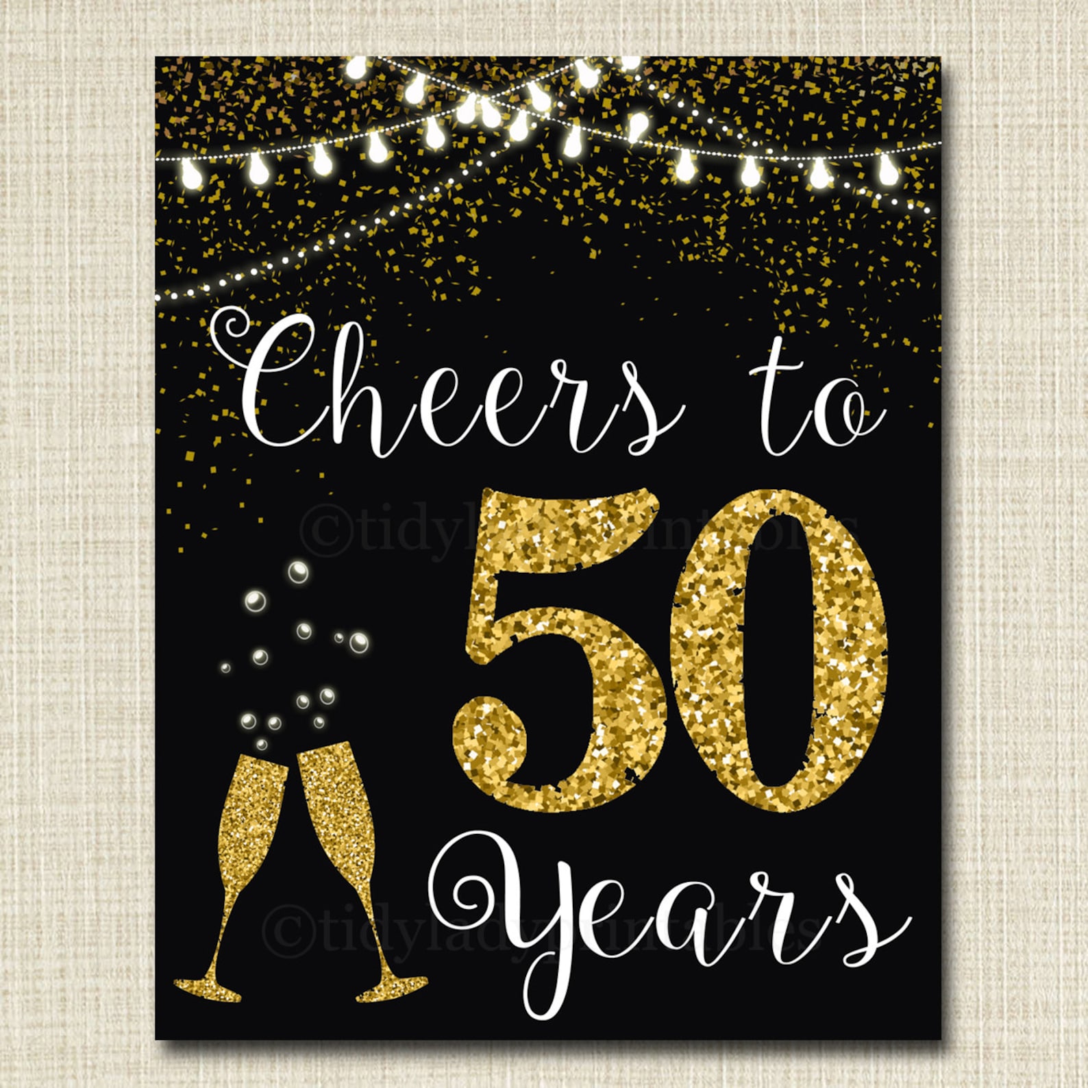 Cheers to Fifty Years Cheers to 50 Years 50th Wedding Sign - Etsy