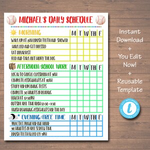Printable Daily Schedule, Home School Subject Checklist, Homework ...