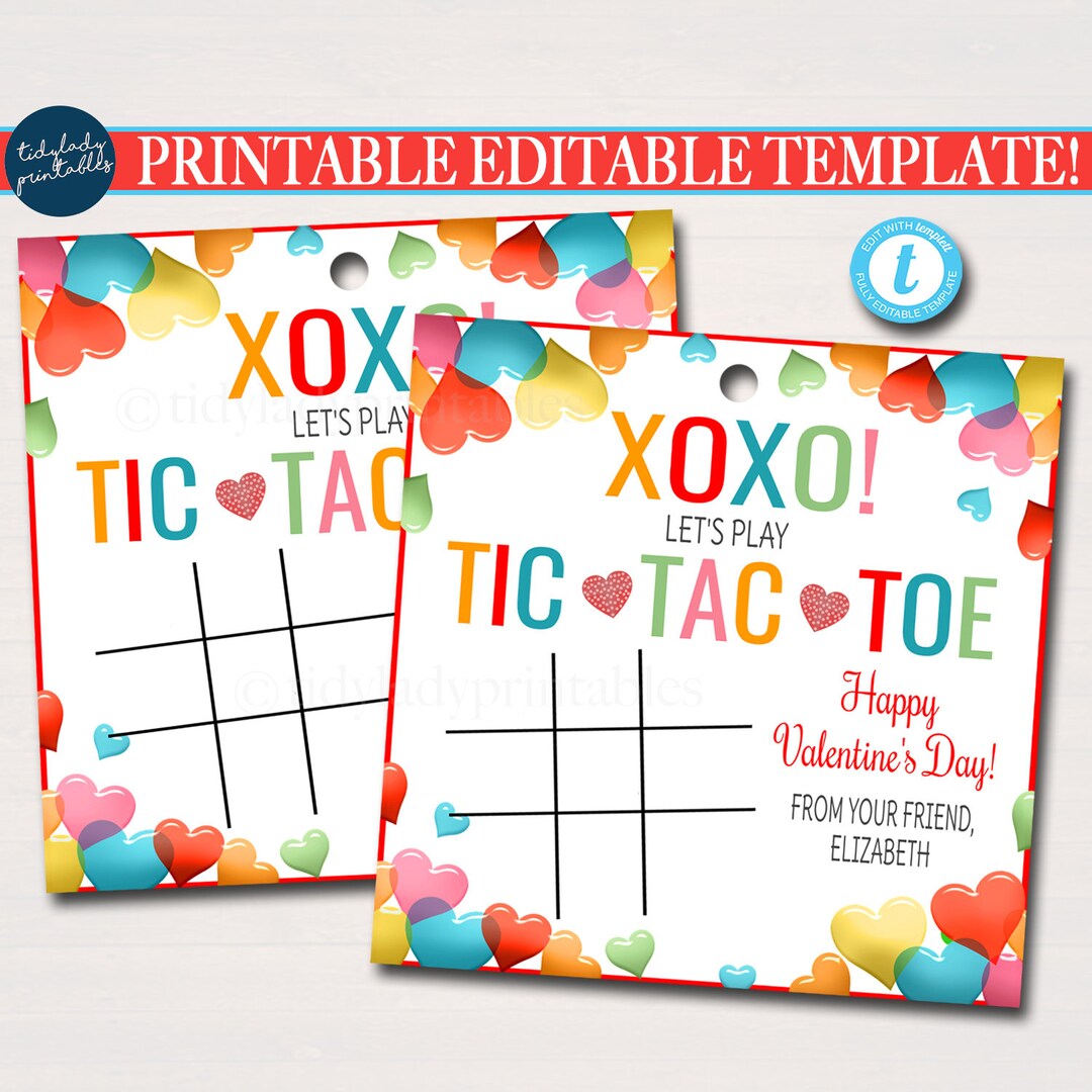 Valentines Tic Tac Toe Gift Tags, Valentines Day Xoxo Fun Game ...