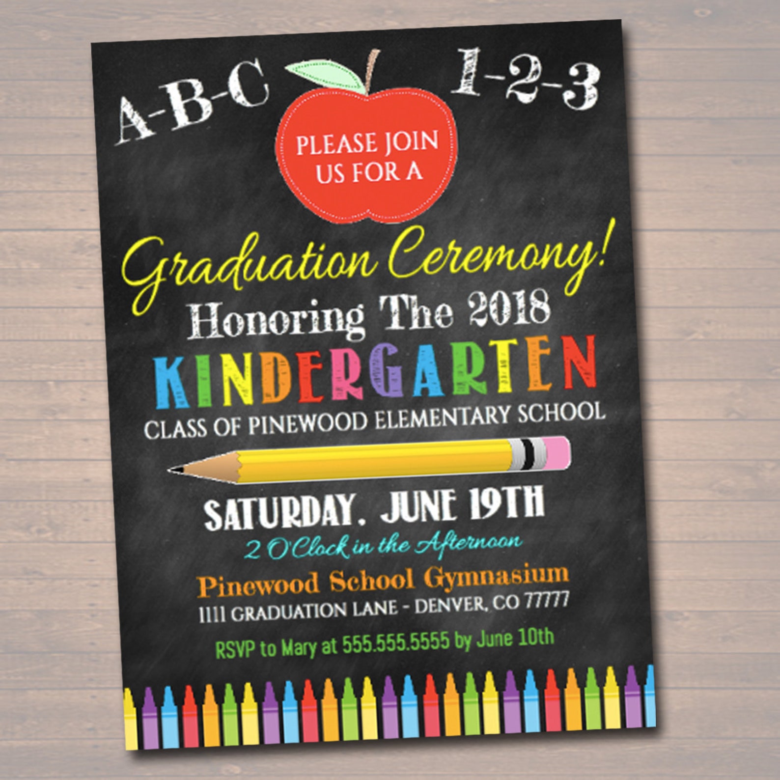 Editable Chalkboard Graduation Invitation: School Ceremony Invite ...
