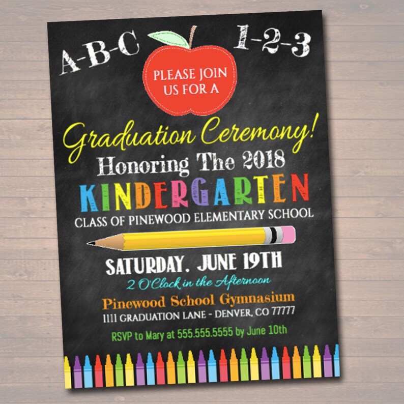 Editable Chalkboard Graduation Invitation: School Ceremony Invite ...