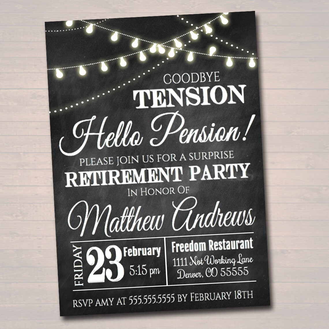Editable Retirement Invitation Chalkboard Printable Teacher - Etsy