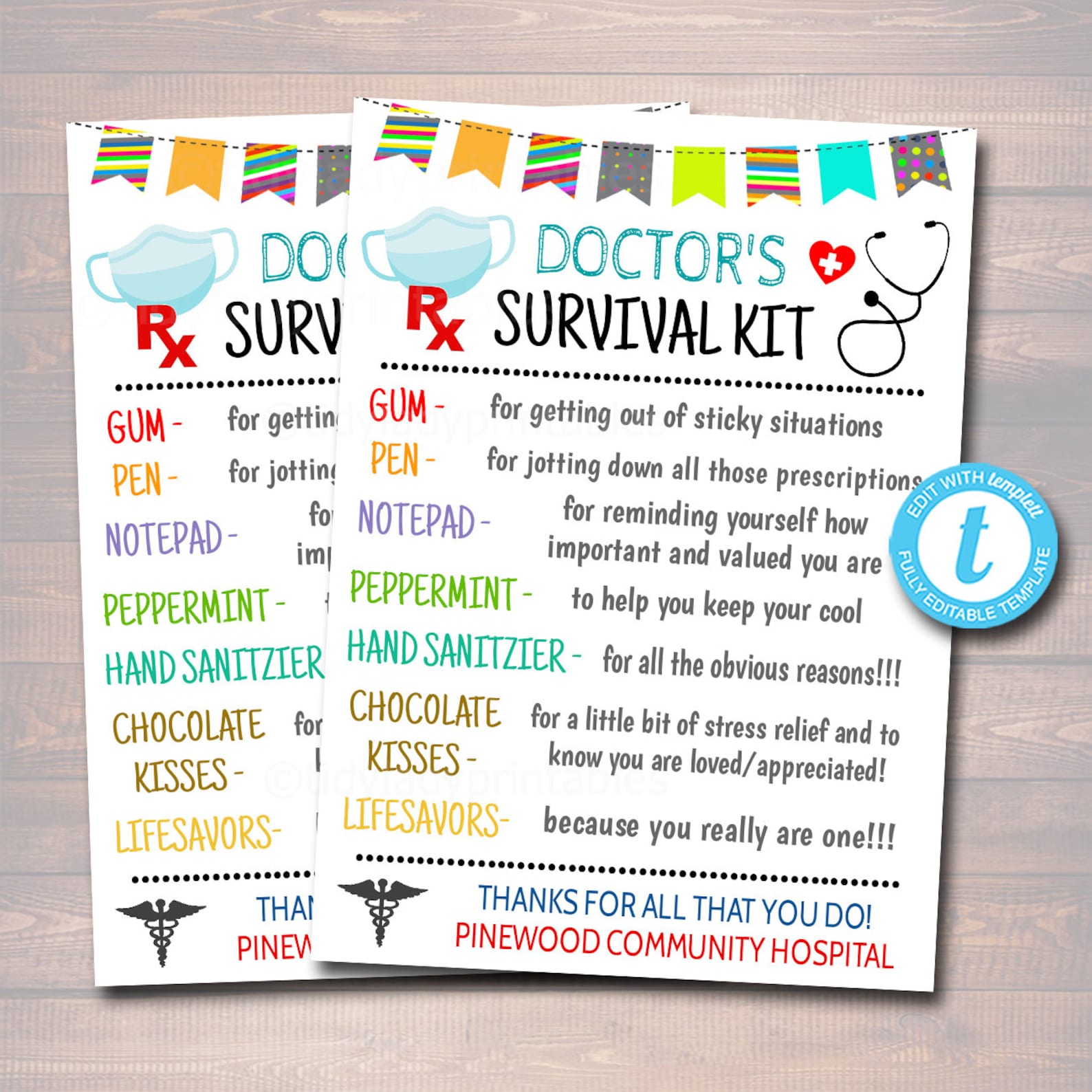 Doctor Survival Kit Gift Tags: Printable Medical Staff Appreciation ...