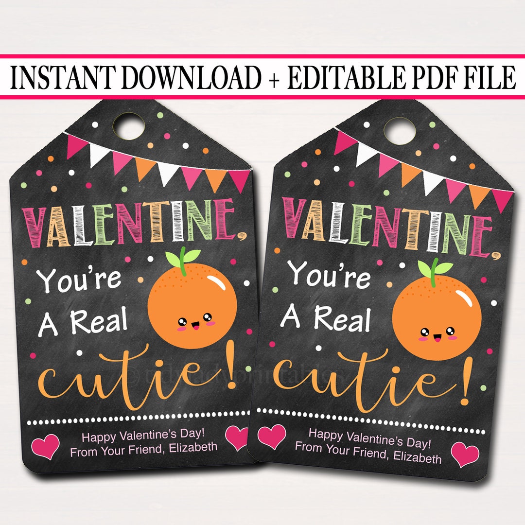 EDITABLE Orange Valentine's Day Gift Tags, Staff Teacher Friend ...