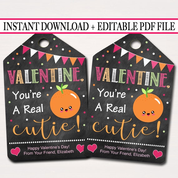 EDITABLE Orange Valentine's Day Gift Tags, Staff Teacher Friend ...