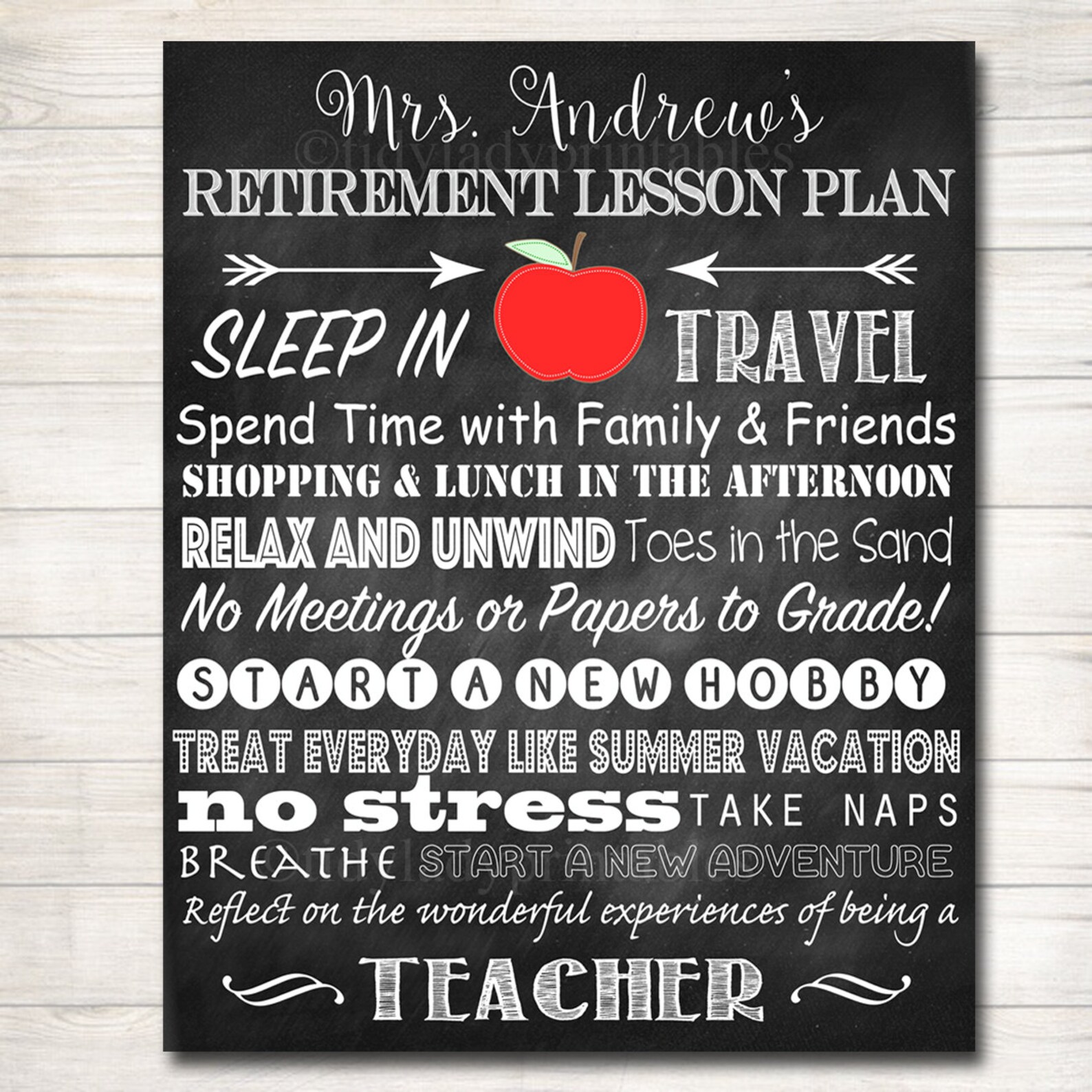 Editable Teacher Retirement Chalkboard Poster (digital Download) - Etsy