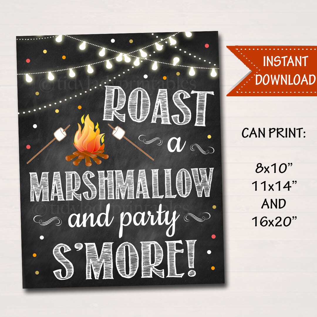 S'mores Party Sign: Bonfire Marshmallow Roast (digital Download) - Etsy