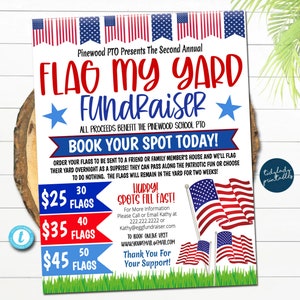 Flag My Yard Fundraiser Flyer, Printable Invite Summer Fundraiser Idea ...