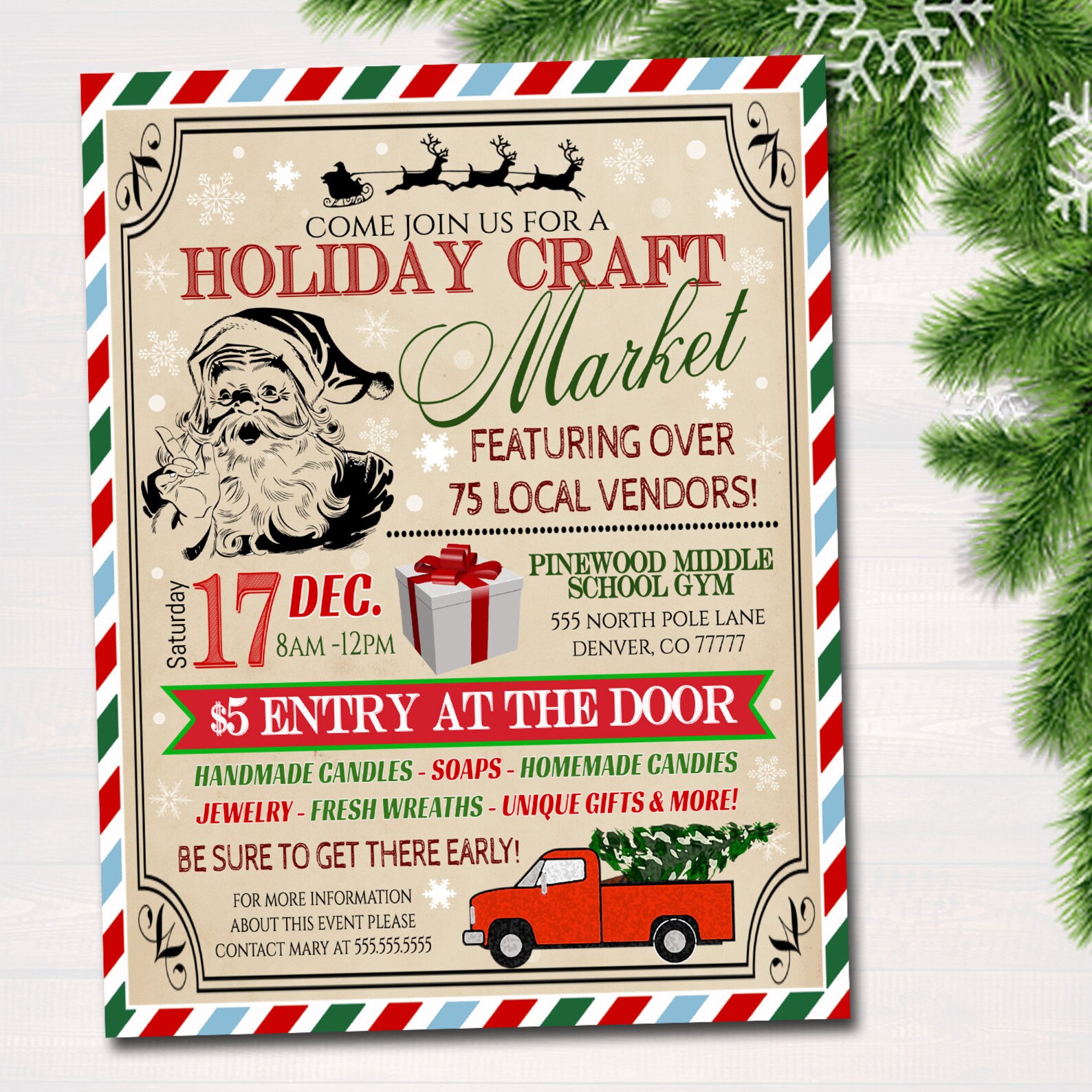 EDITABLE Holiday Craft Fair Flyer Christmas Craft Show | Etsy