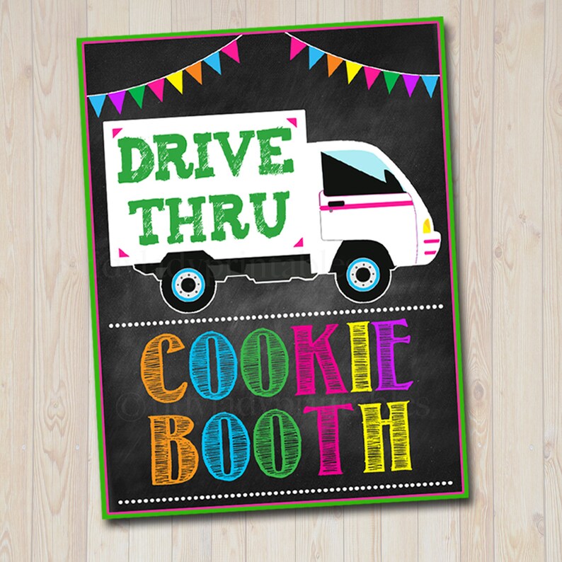 Printable Cookie Booth Sign Set: Drive Up, Donate, Stop Here (digital ...