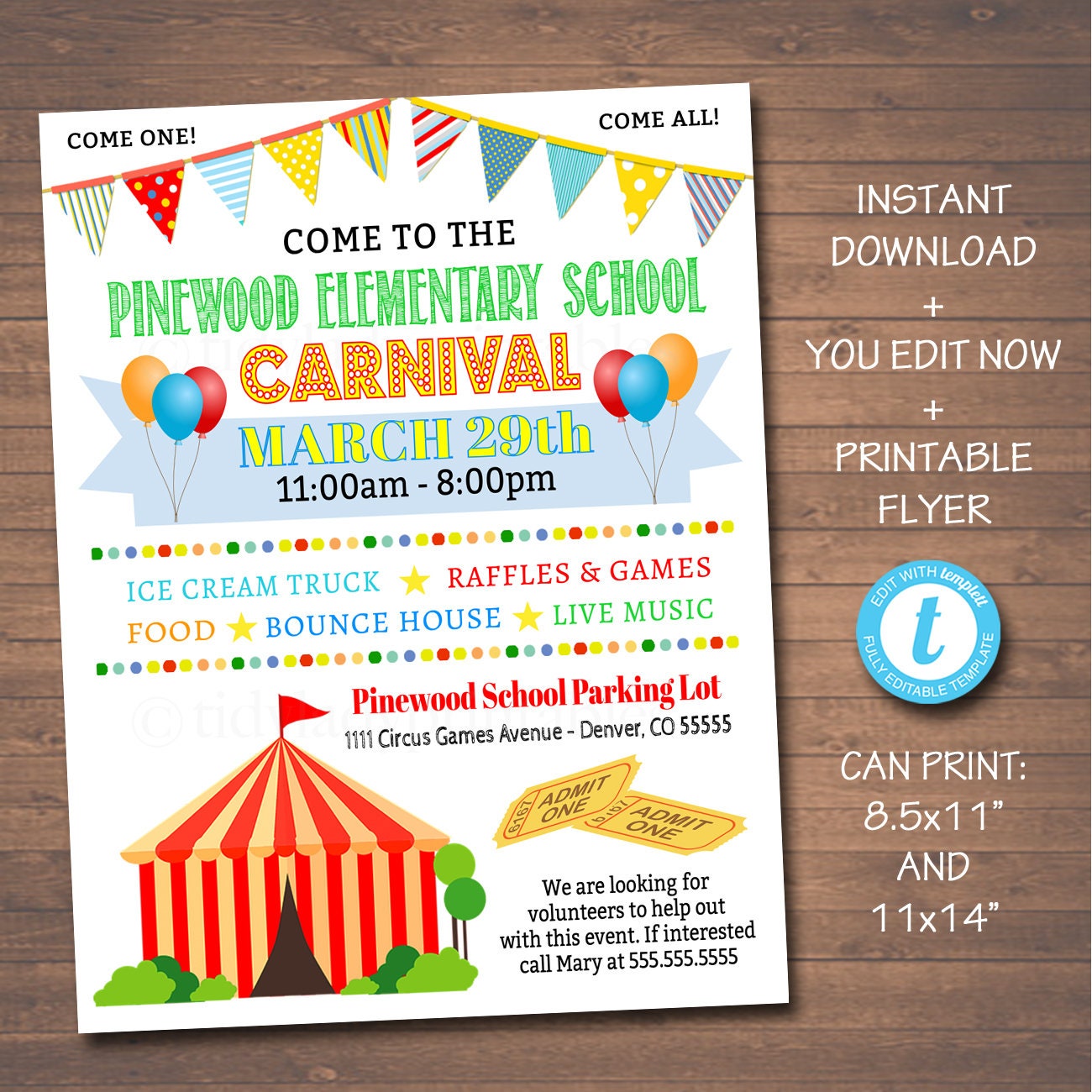 EDITABLE Carnival Flyer Printable PTA PTO Flyer School - Etsy Australia