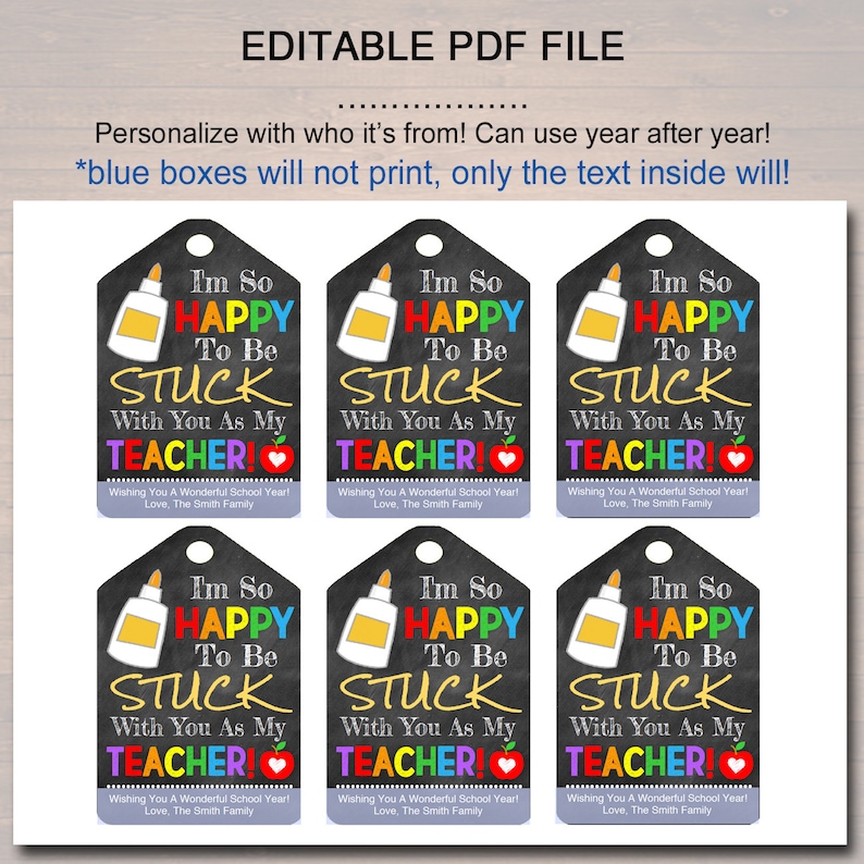 Editable Teacher Appreciation Gift Tags: Glue Theme (instant Download ...