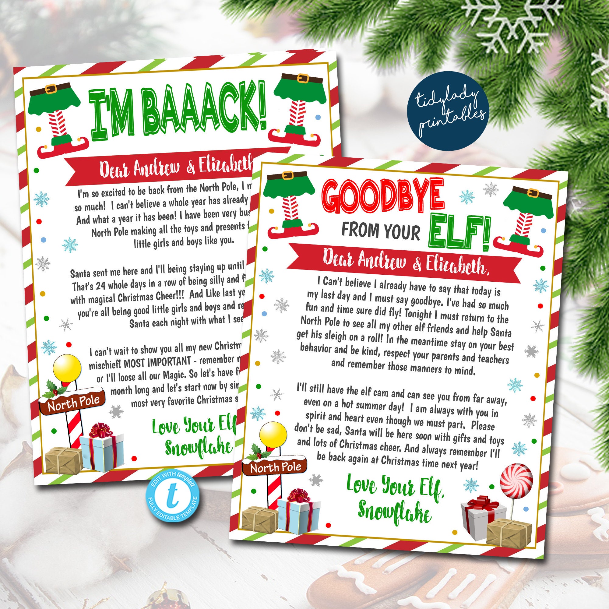 Christmas Elf Set Hello Goodbye Letters From Elf Naughty - Etsy Canada
