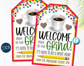 Welcome Back to the Grind Coffee Gift Tag, Teacher Staff Student New ...