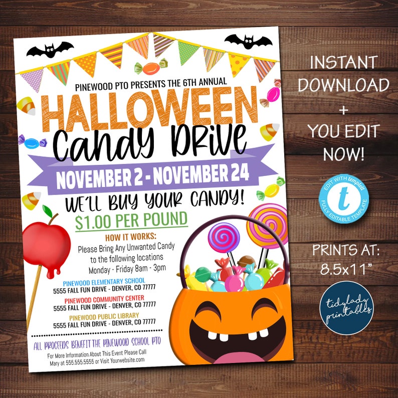 Halloween Candy Drive Flyer Buy Back Printable Halloween - Etsy