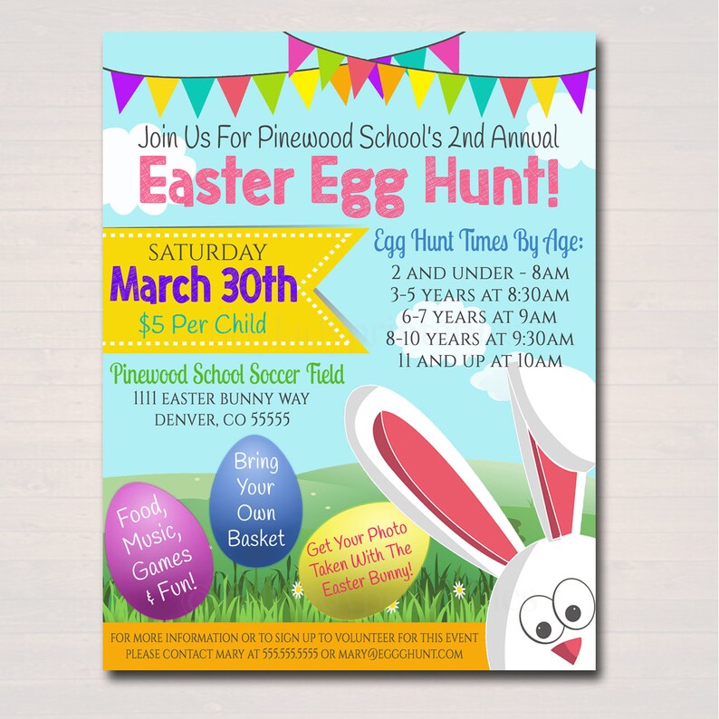 Editable Easter Egg Hunt Flyer: Church, School Pto Pta, Spring ...