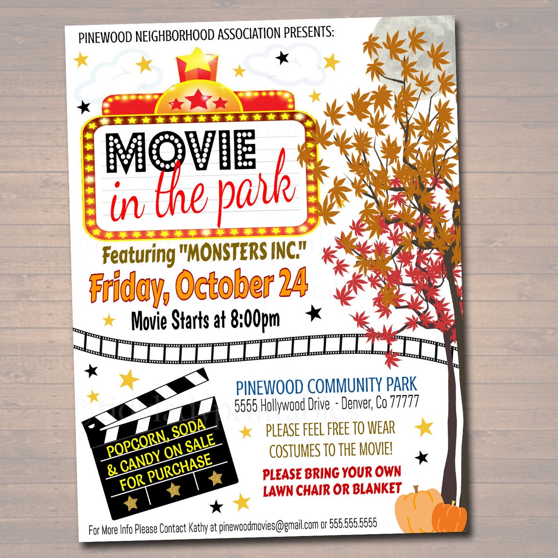 EDITABLE Movie Night Flyer Printable PTA PTO Flyer School - Etsy