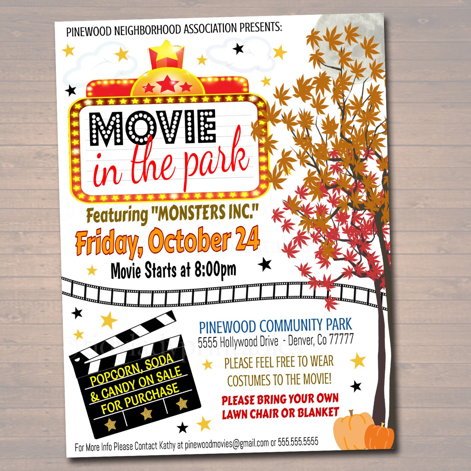 EDITABLE Movie Night Flyer Printable PTA PTO Flyer School - Etsy