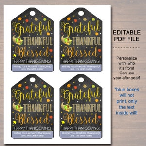 Thanksgiving Gift Tags, Grateful Thankful Blessed, Holiday Fall Staff ...