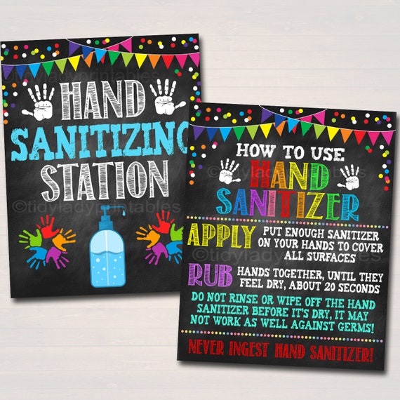 Hand Sanitizer Posters, Health Safety Prevention Signs Teacher School ...