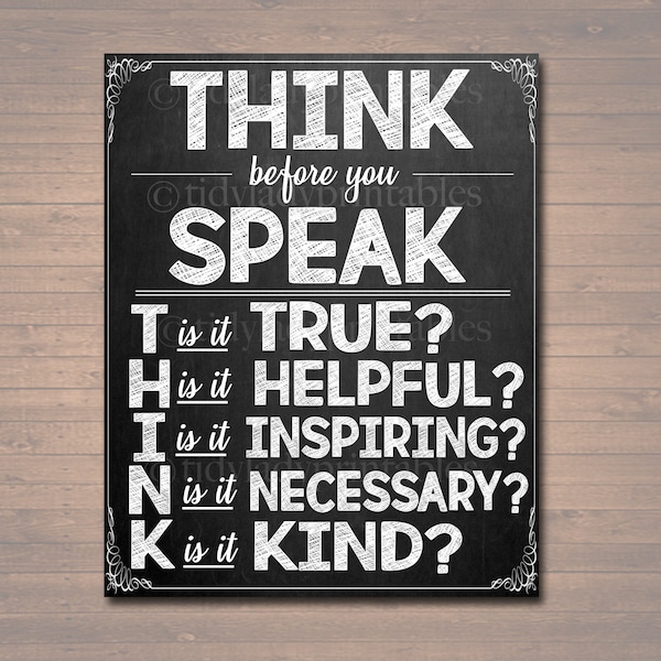 Think Before You Speak Poster - Etsy