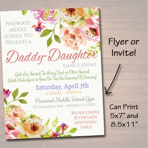 EDITABLE Daddy Daughter Dance Set School Dance Flyer Party Invitation ...