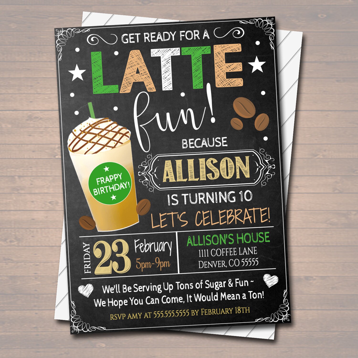 EDITABLE Kids Coffee Shop Themed Party Birthday Invitation - Etsy UK