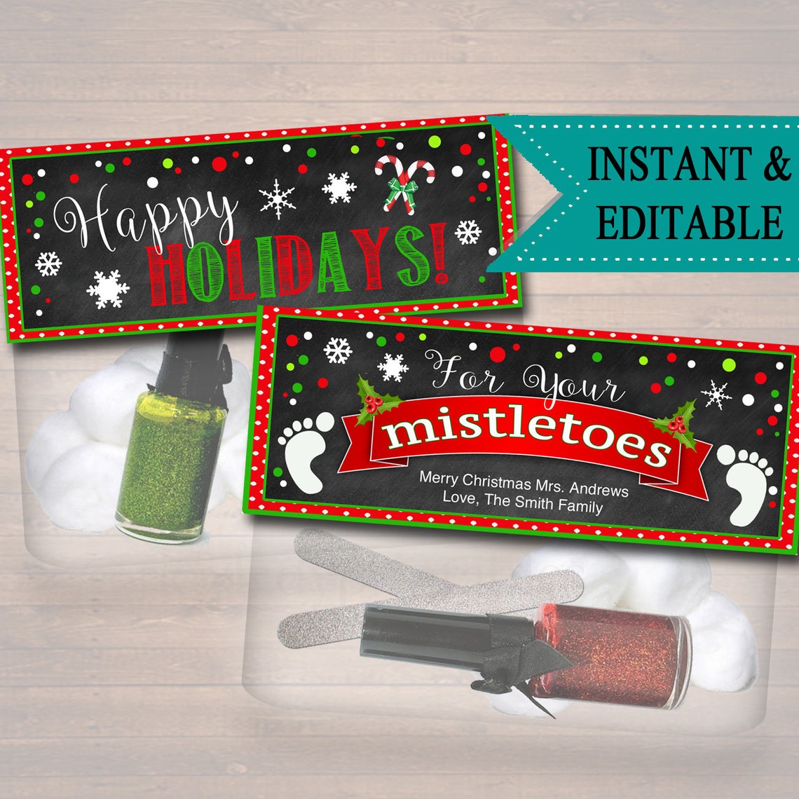 EDITABLE Mistletoes Bag Toppers Printable Christmas Tags - Etsy