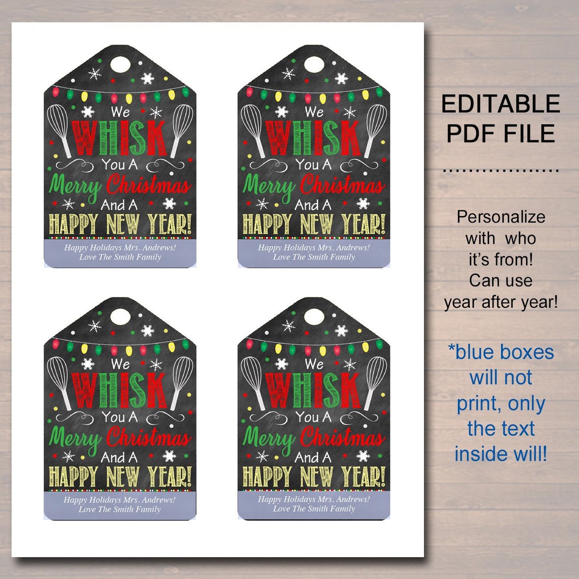 Christmas Gift Tags We Whisk You a Merry Christmas Holiday - Etsy