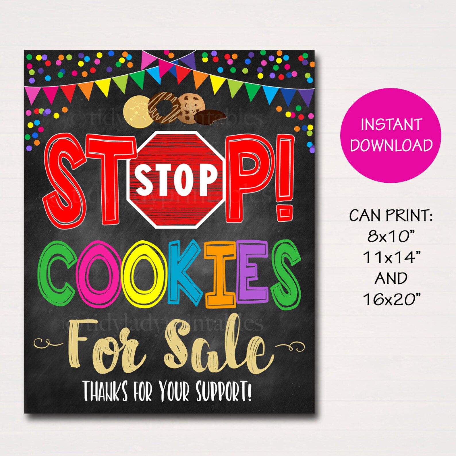 Cookie Booth Sign Stop Cookies for Sale Printable Cookie | Etsy