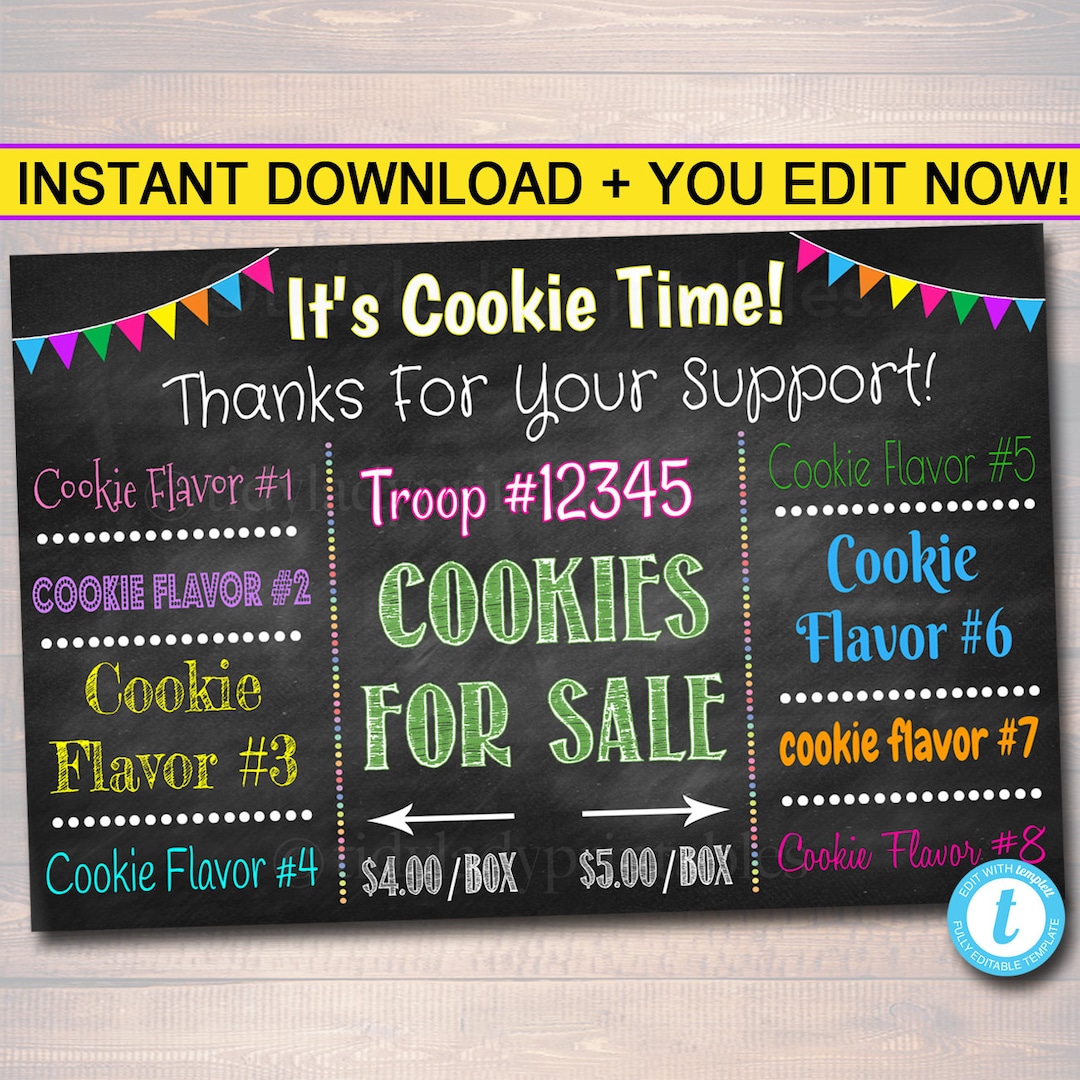 EDITABLE Cookie Booth Sign, Digital File, Troop Leader, Cookie Banner ...