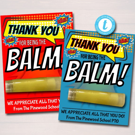 Superhero Lip Balm Favor Tags, You're the Balm, Super Hero Appreciation ...
