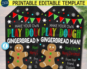 Make Your Own Play Dough Gingerbread Man Gift Tags Editable Template ...