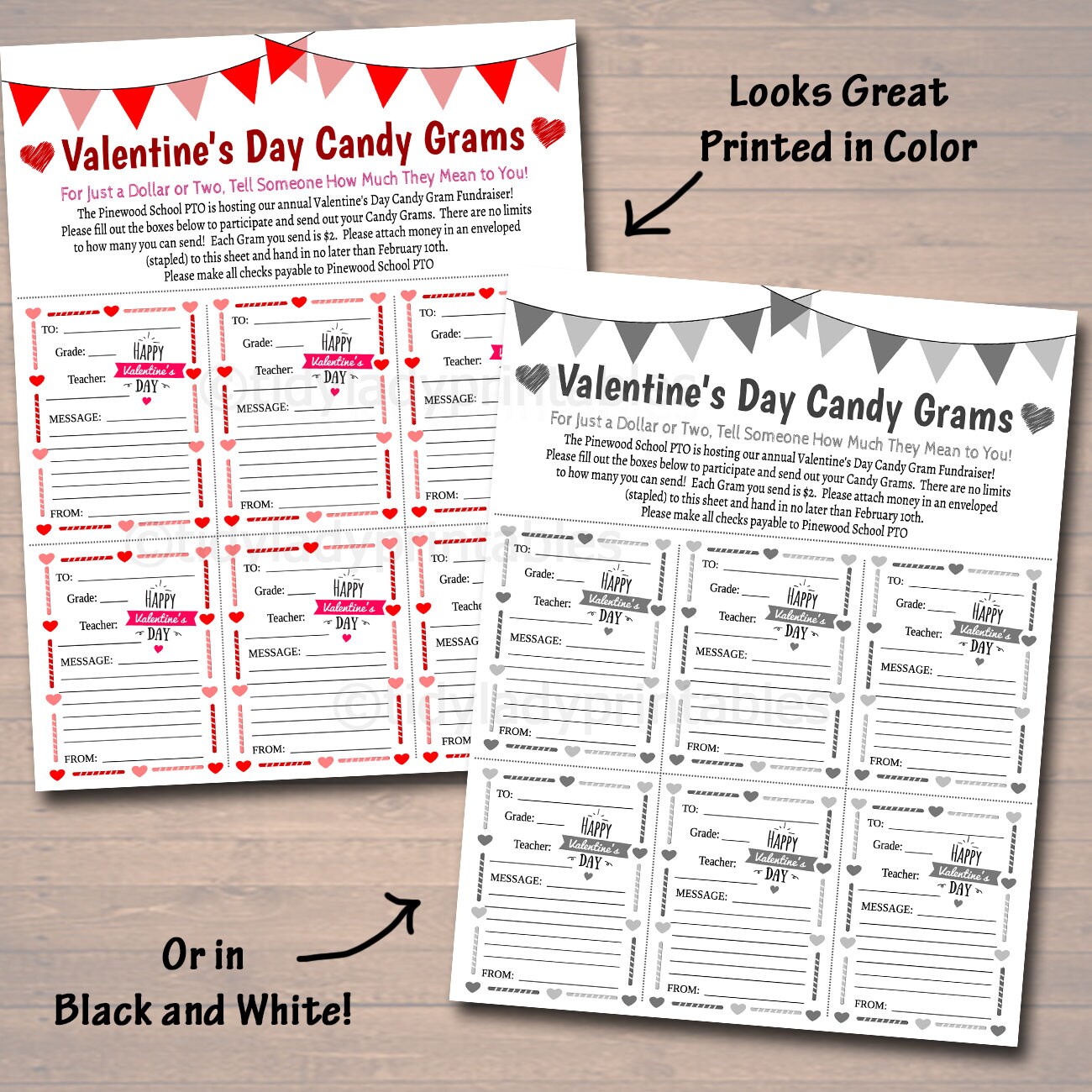 EDITABLE Valentine's Day Candy Gram Flyer School - Etsy