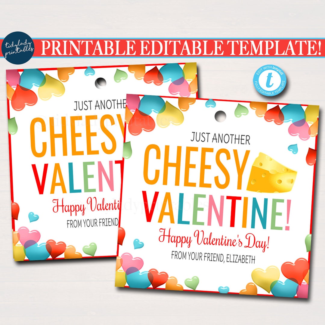Valentine's Day Cheese Gift Tag, Just Another Cheesy Valentine, Client ...