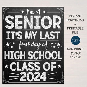 First Day of Senior Year Sign First Day of 12th Grade Sign Class of ...