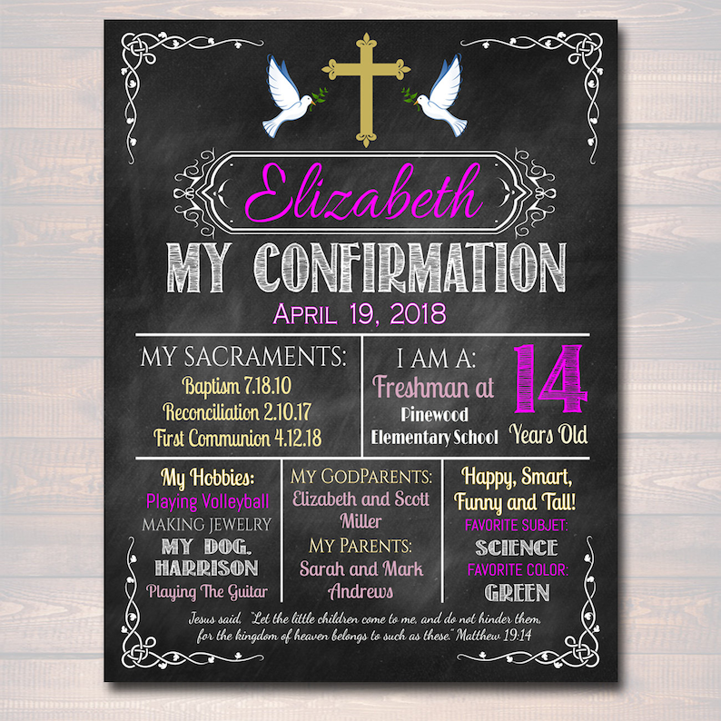 EDITABLE Confirmation Chalkboard Poster Religous Christian - Etsy