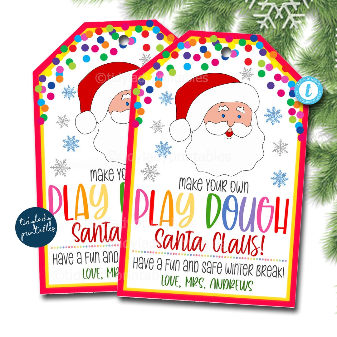 Play Dough Santa Gift Tags: Printable Xmas Template (EDITABLE) - Etsy