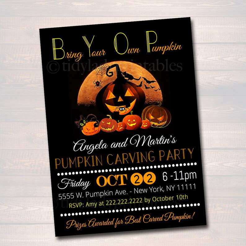 Printable Pumpkin Carving Party Invitation: Spooky Halloween (digital ...