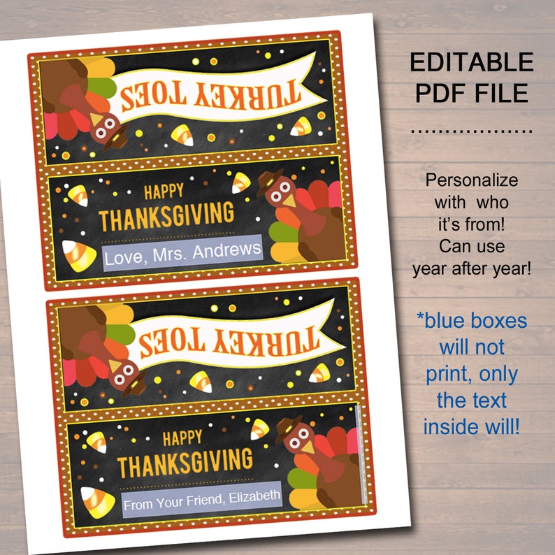 EDITABLE Thanksgiving Treat Bag Toppers Thanksgiving Favor | Etsy